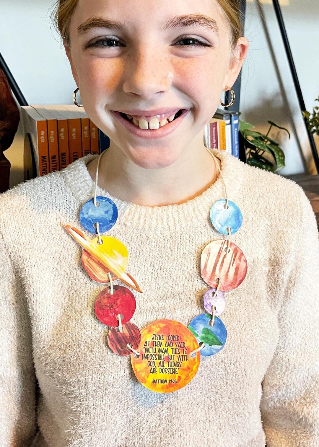 Matthew 19:26 Bible Verse Activity Kit - Solar System Necklace Craft ...