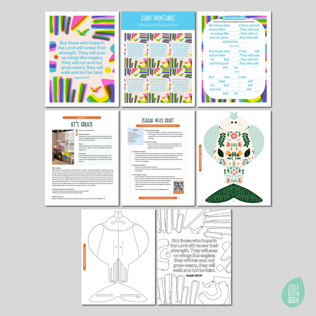 Isaiah 40:31 Memorization Kit, Family Bible Verse PDF, Printable Craft ...