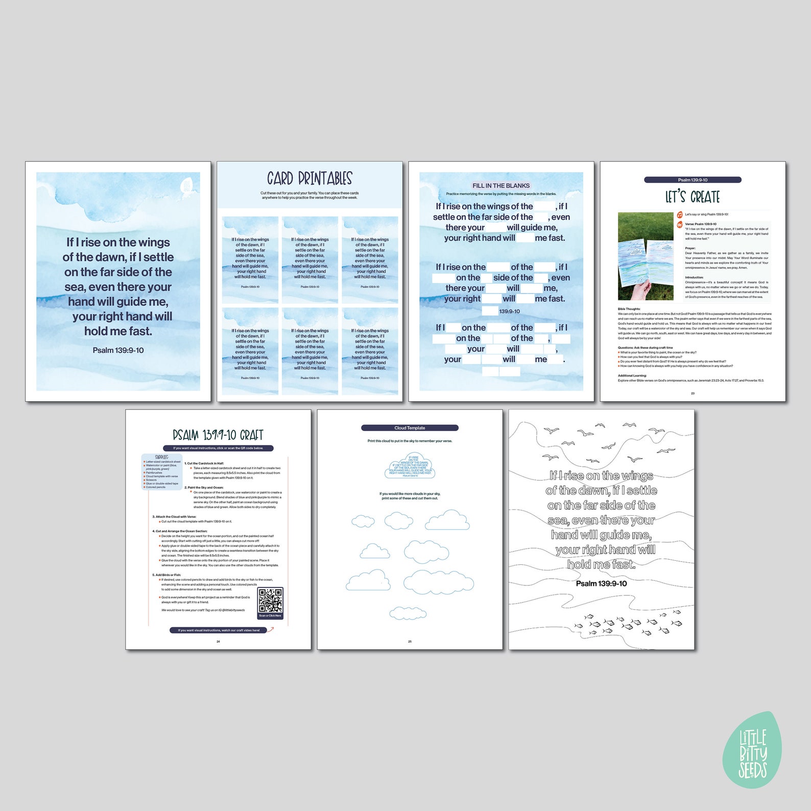 Psalm 139:9-10 Activity Guide - Watercolor Sea & Sky Craft, Printable ...
