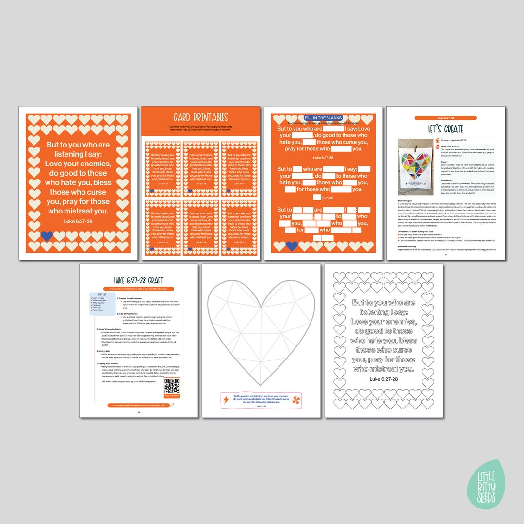 Luke 6:27-28 Bible Verse Activity Guide - Mosaic Watercolor Heart Craft ...