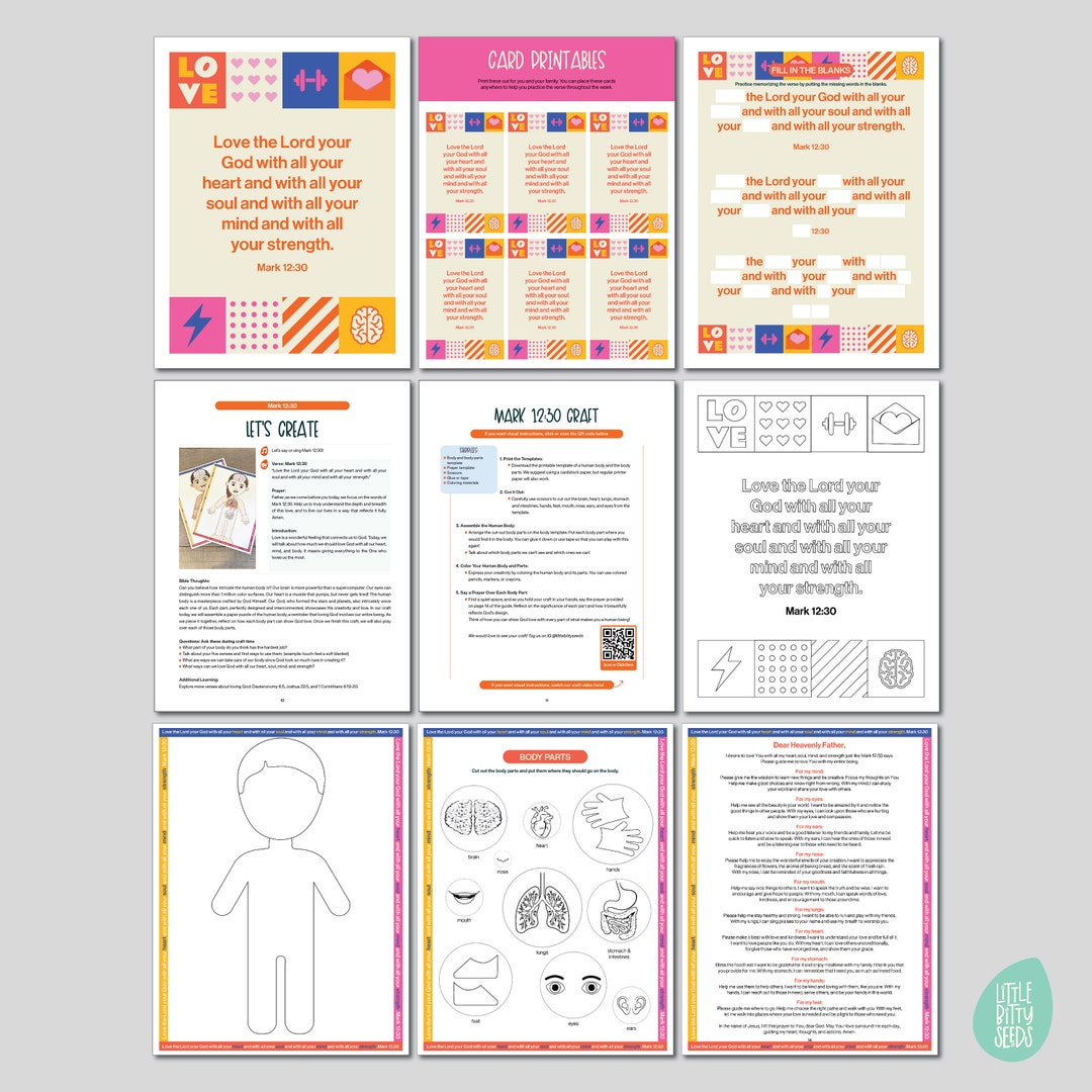 Mark 12:30 Bible Verse Activity Kit - Interactive Craft & Printable ...