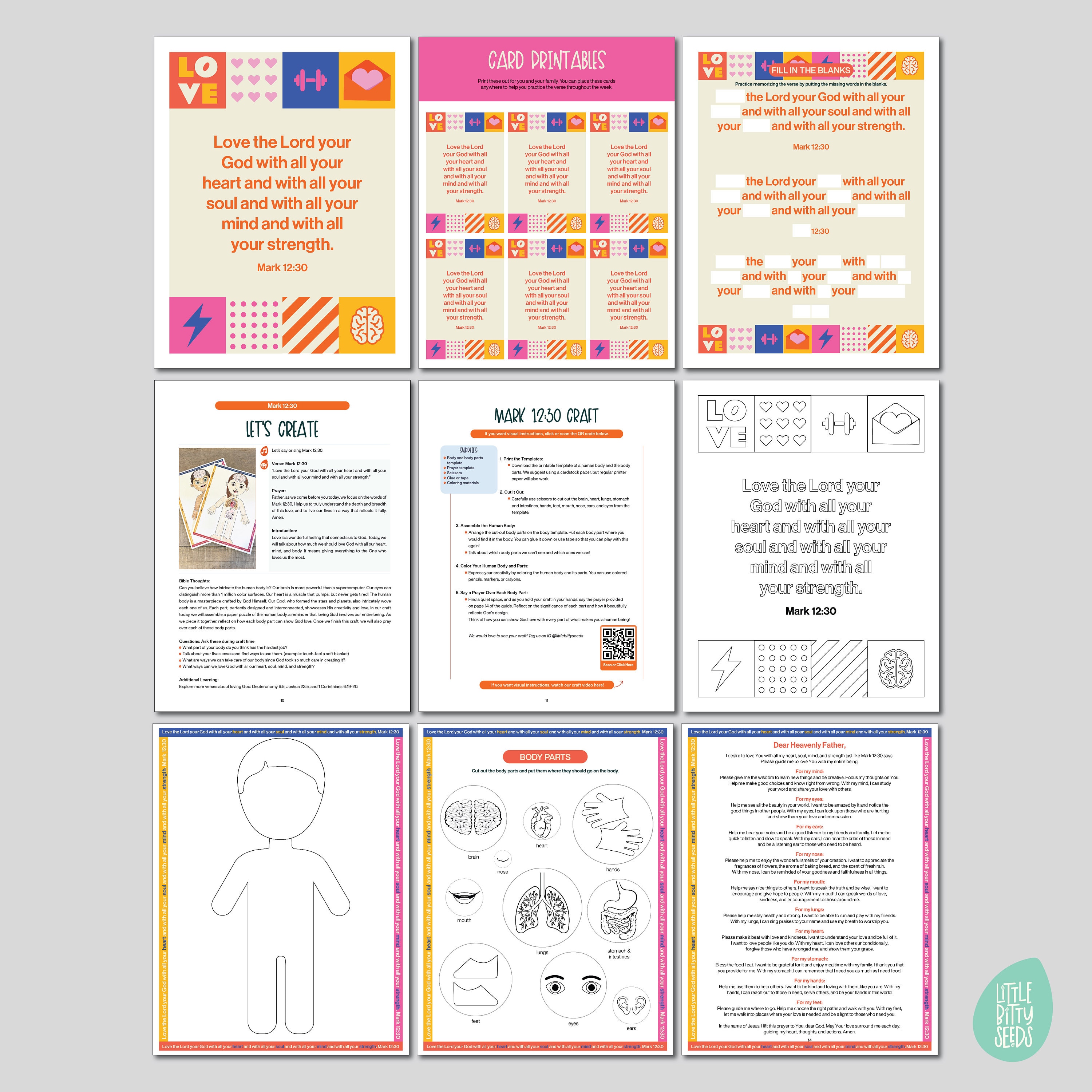 Mark 12:30 Bible Verse Activity Kit - Interactive Craft & Printable ...