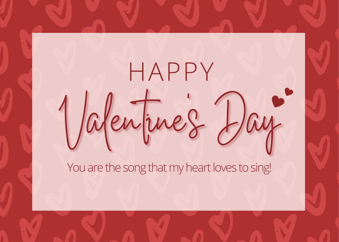 Printable Valentine's Day Card / You Are the Song Valentine's Card ...