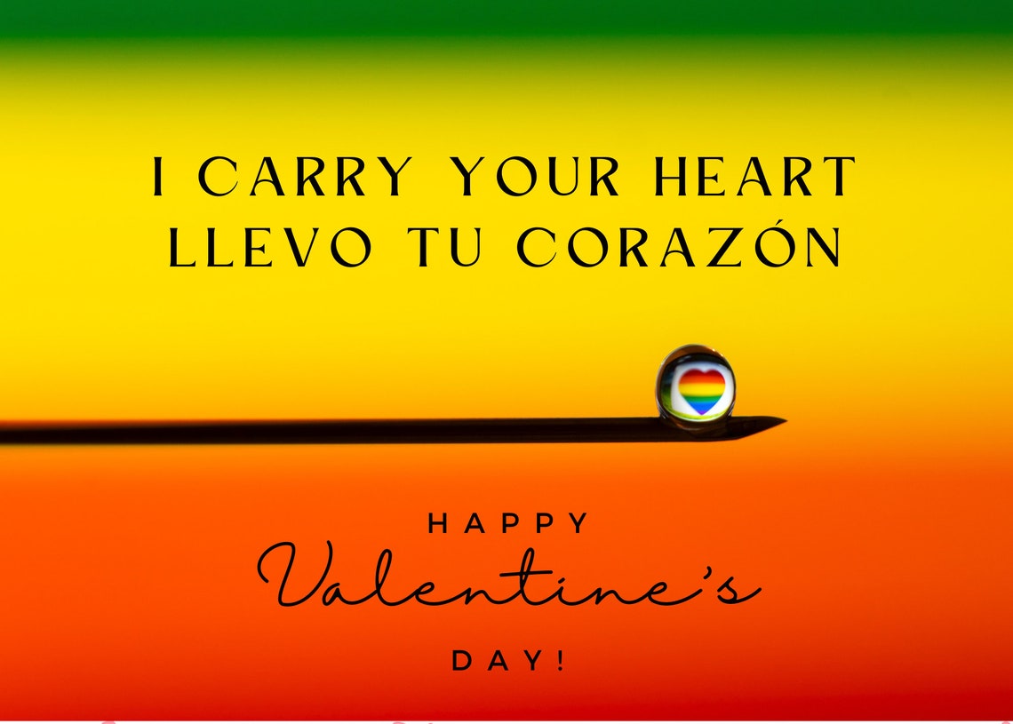 Printable Valentine's Day Card / I Carry Your Heart Llevo Tu Corazón ...