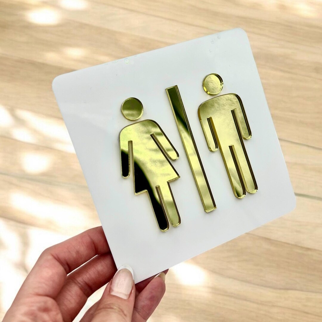 Custom Acrylic Restroom Door Sign, Bathroom Sign, Toilet Sign, Modern ...