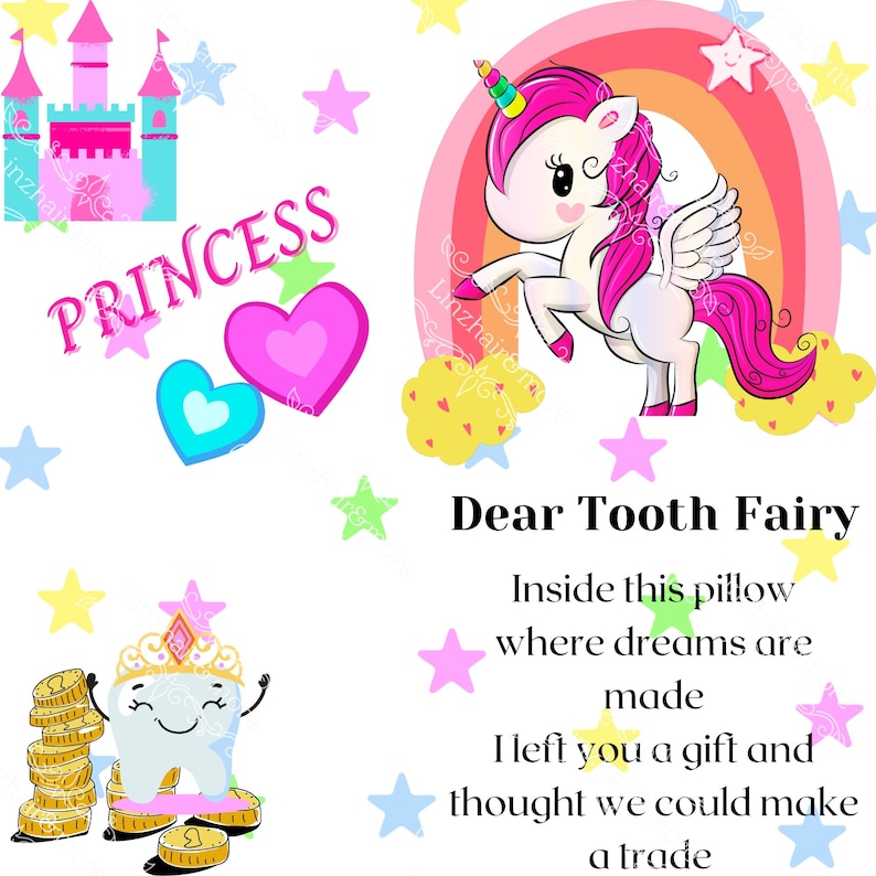 Unicorn Princess TOOTH FAIRY Pillow Design ==> Kids • Toothfairy ...