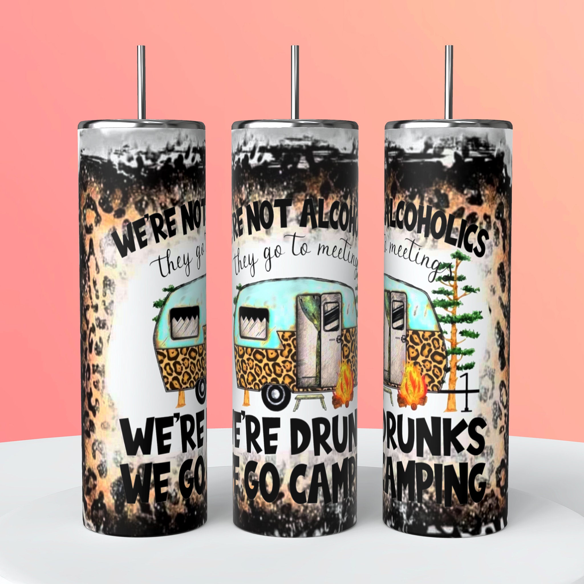 20 Oz Skinny Tumbler Sublimation Design Template Drunk Camper Tumbler ...