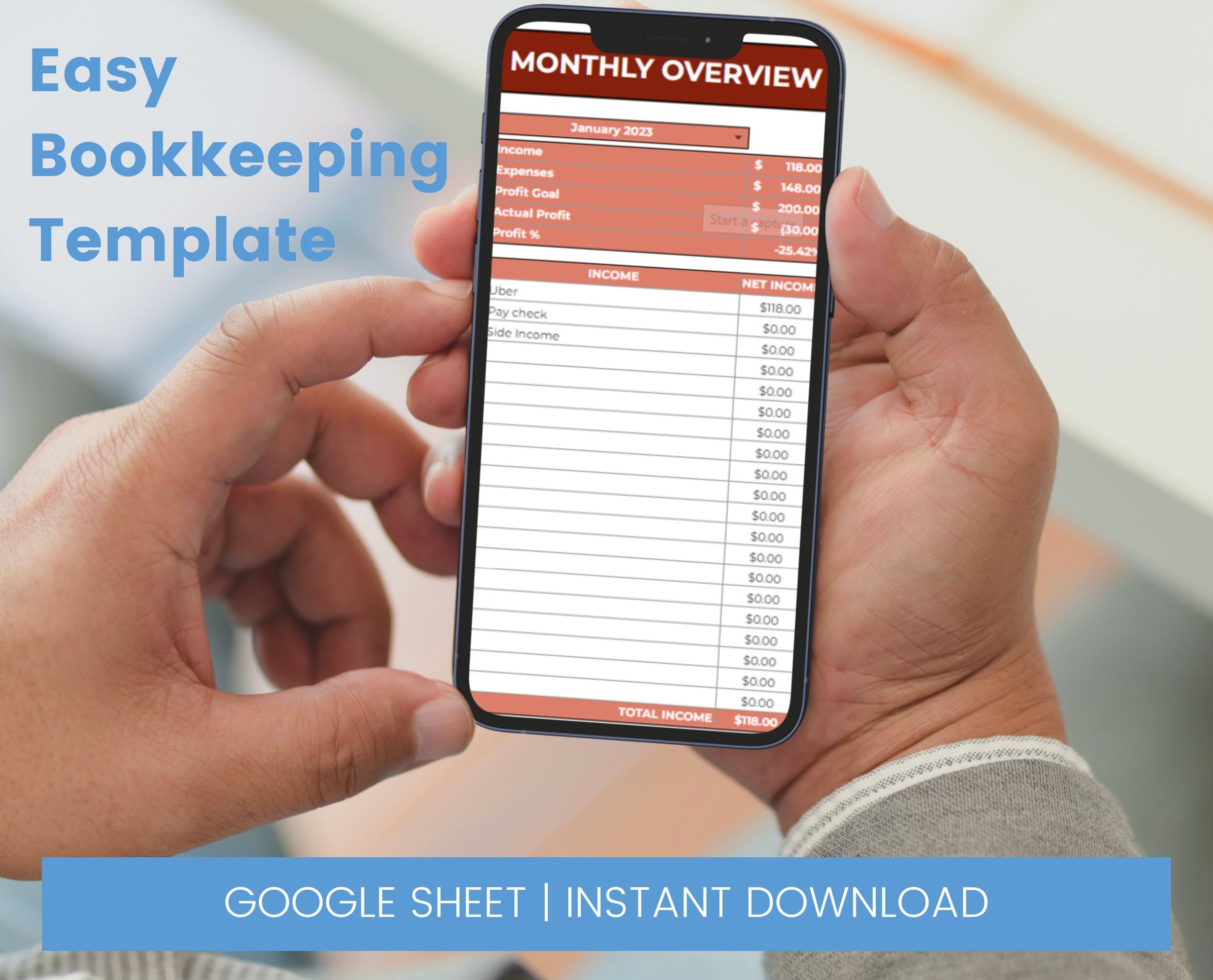 Easy Bookkeeping Template Small Business Bookkeeping Spreadsheet Income ...