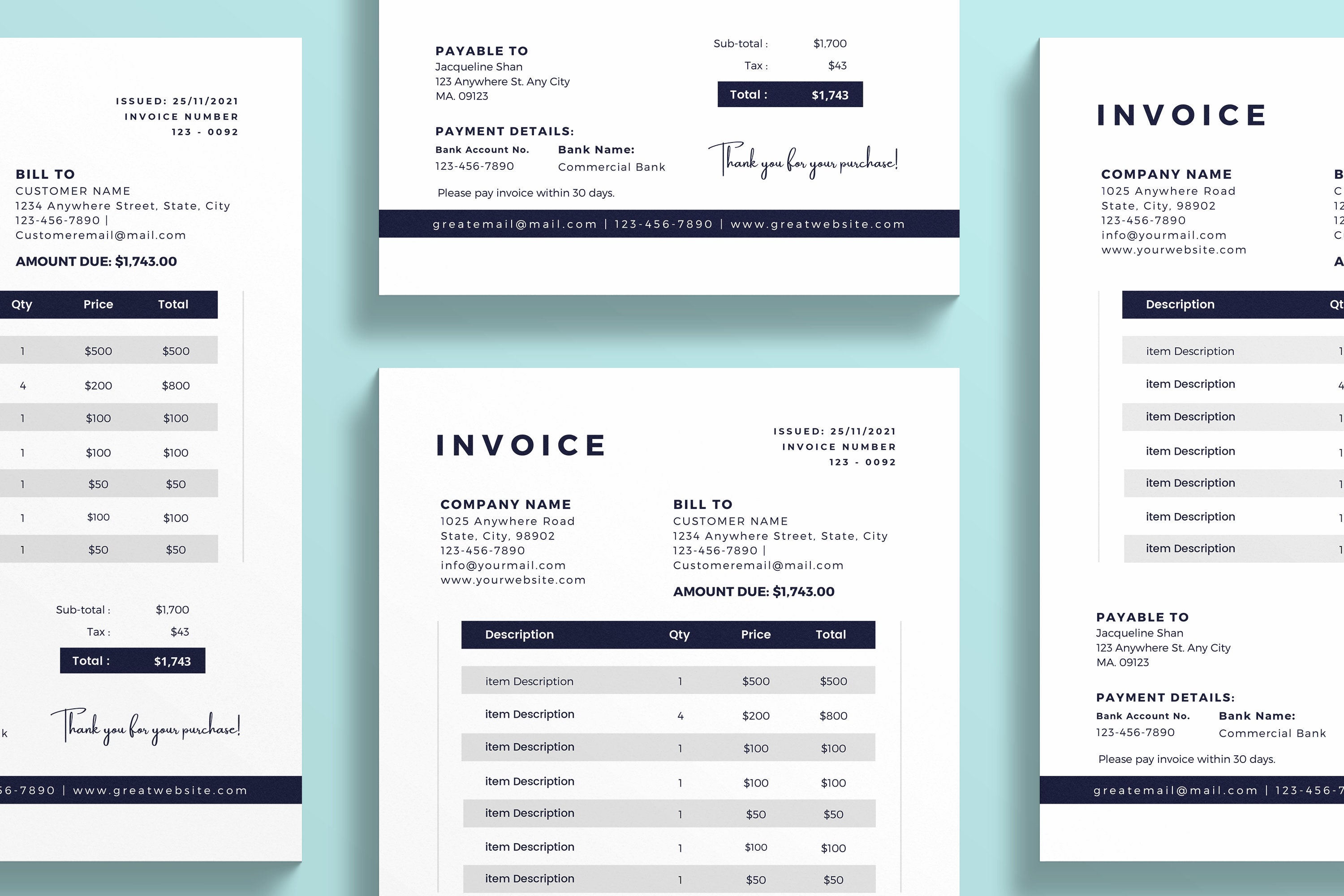 Invoice Template, Canva Invoice Template Download, Business Invoice ...