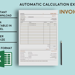 Invoice Template, Invoice Template Excel, Automatic Calculation Invoice Template for Small ...