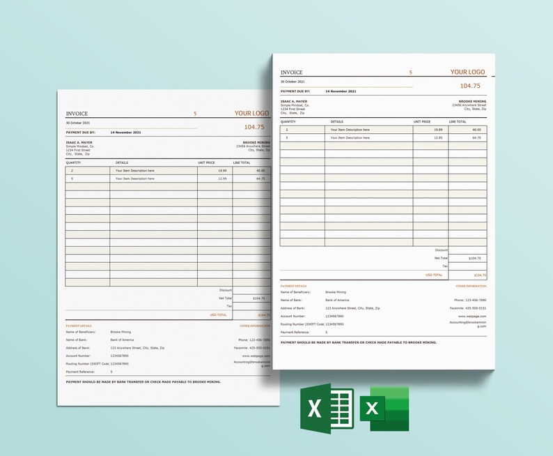 Invoice Template, Invoice Template Excel, Automatic Calculation Invoice ...