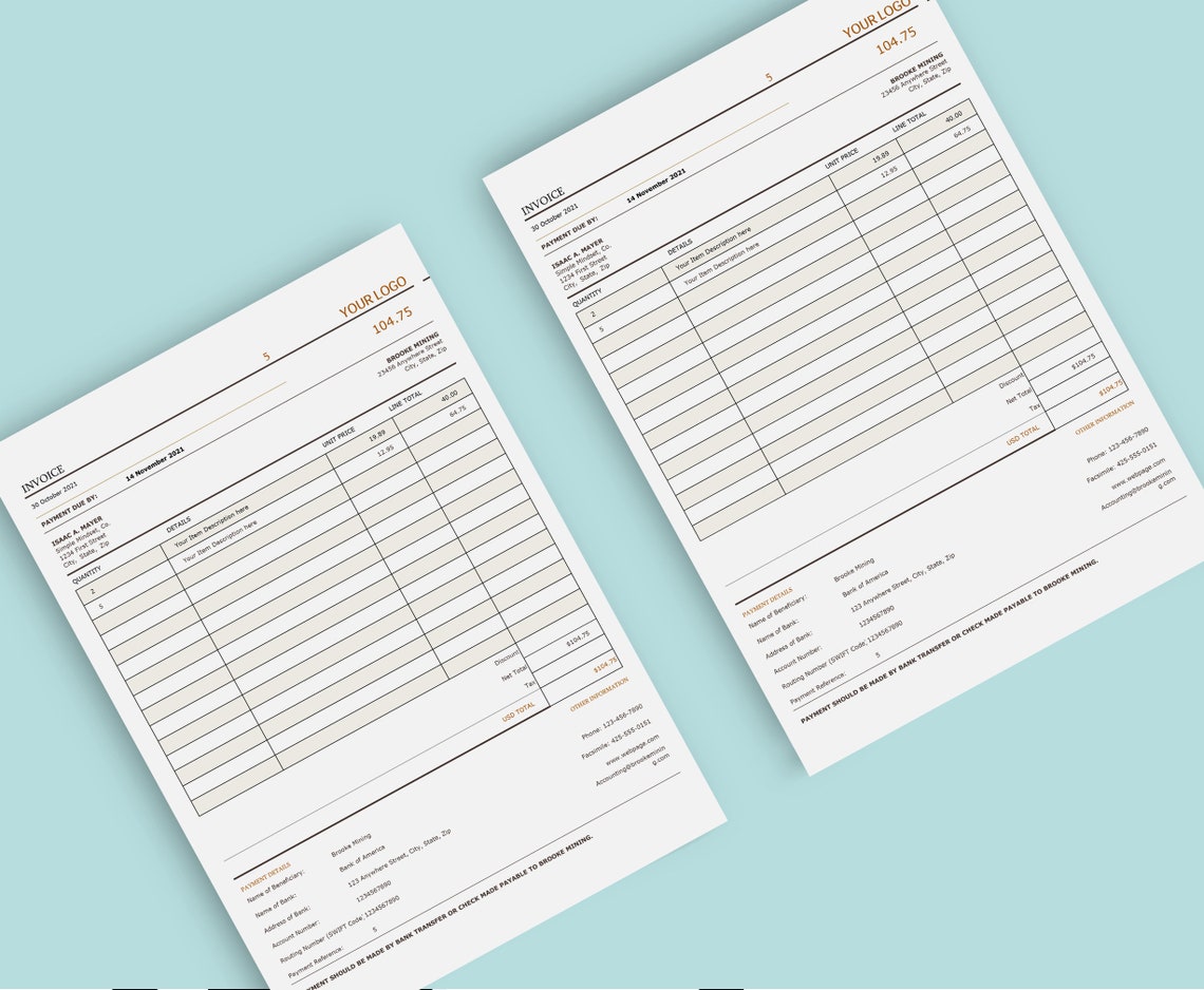 Invoice Template, Invoice Template Excel, Automatic Calculation Invoice ...