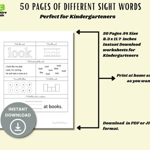 50 Printable Sight Words | Kindergarten Worksheets | Practice Spelling ...