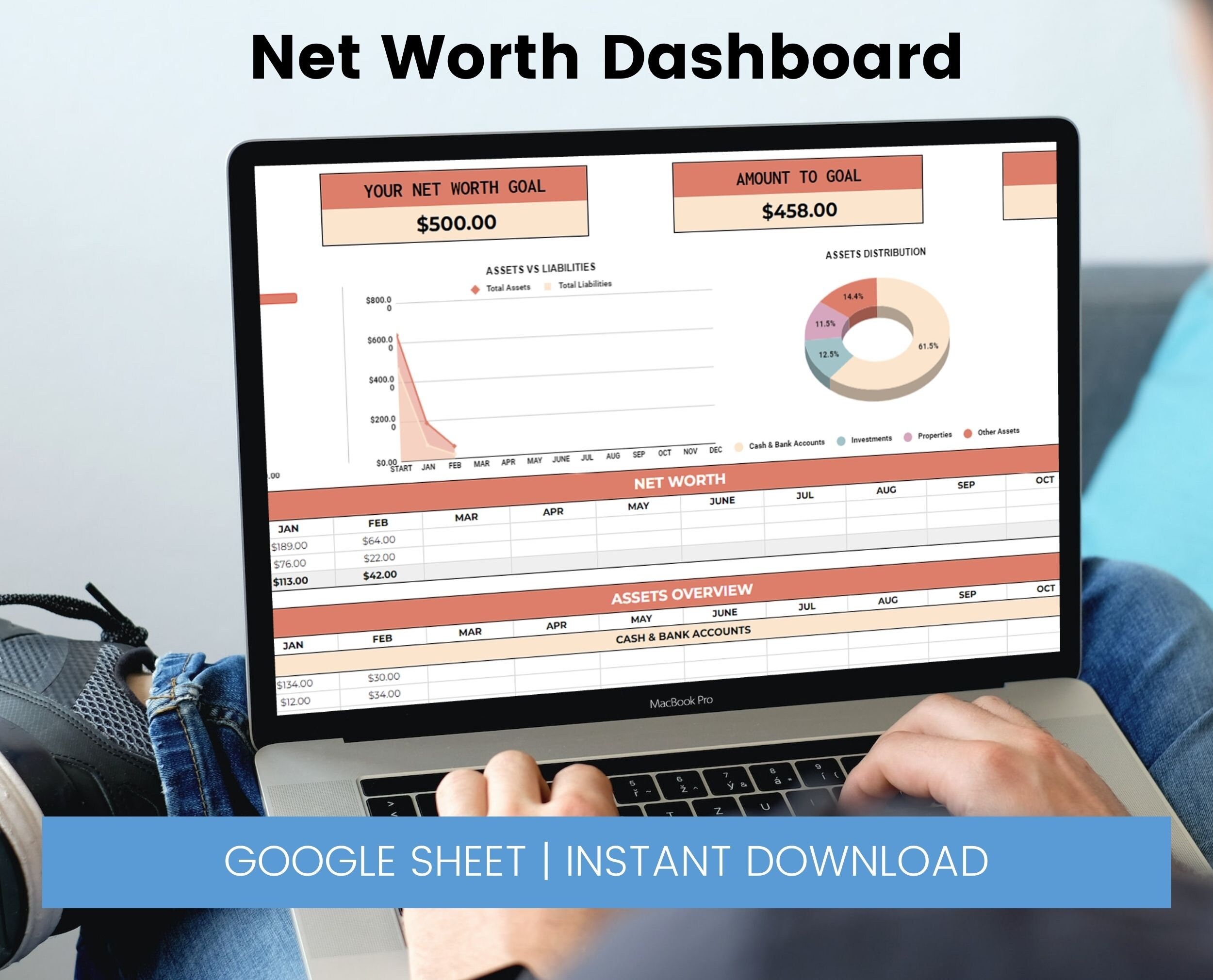 Net Worth Tracker Spreadsheet Template for Google Sheets, Net Worth ...