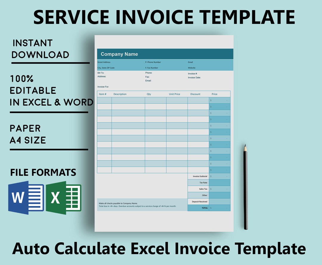 Invoice Template Modern and Professional Invoice Microsoft WORD and ...
