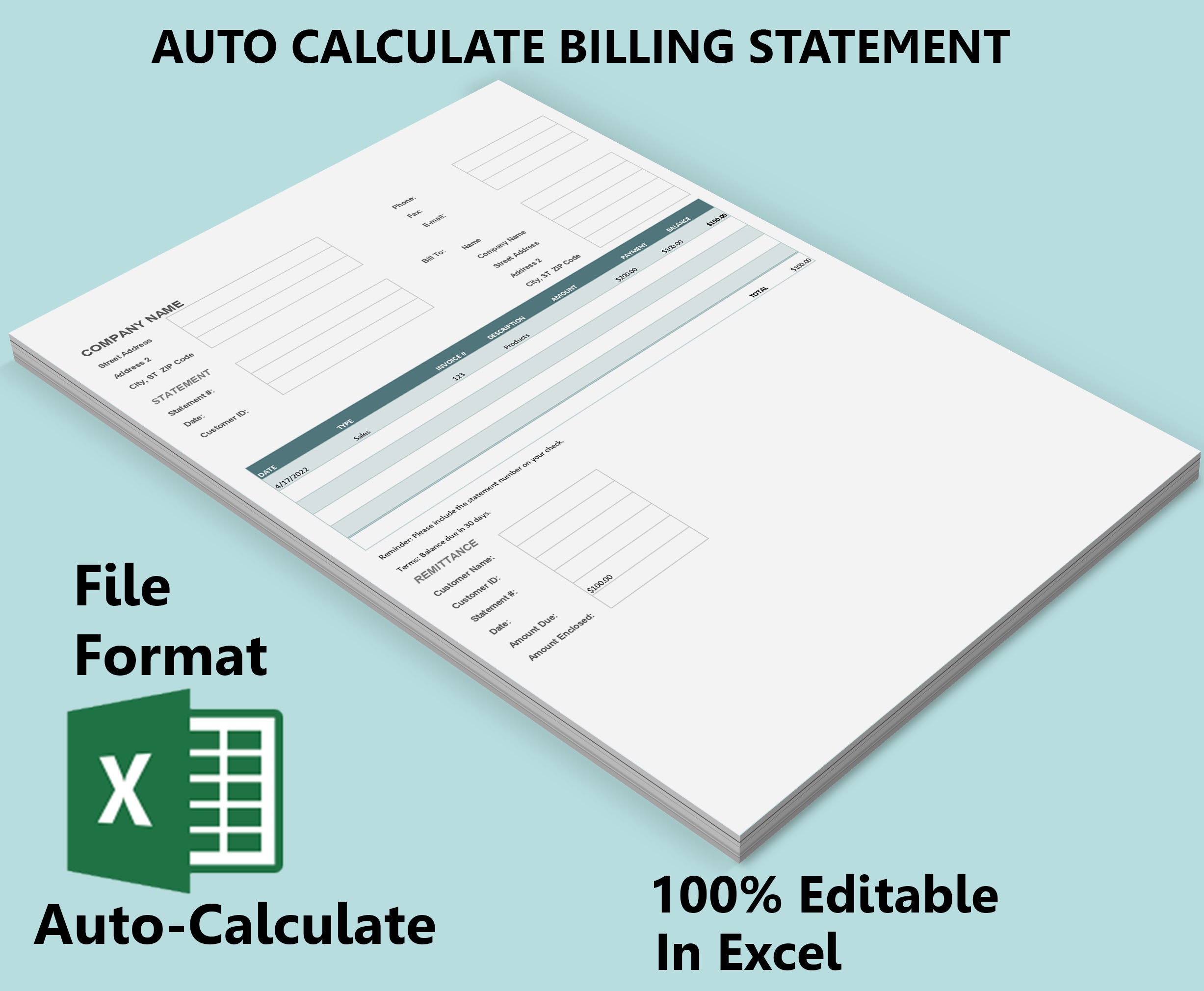 Invoice Template, Invoice Template for Small Business, Excel Business ...