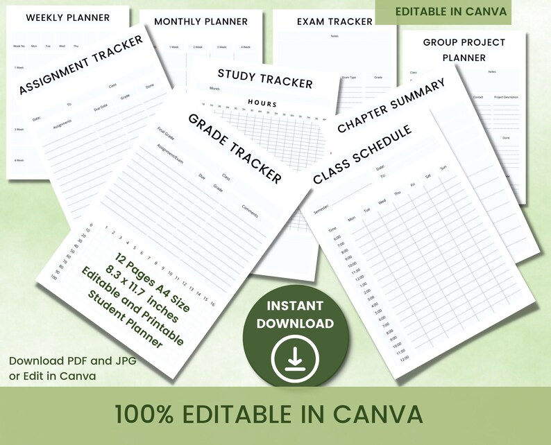 Student Planner, Canva College Student Planner, Student Planner ...