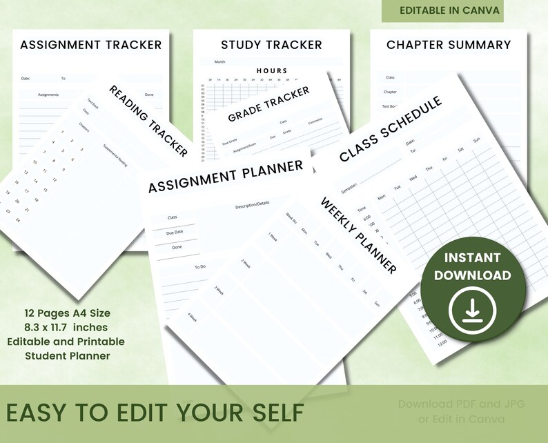 Student Planner, Canva College Student Planner, Student Planner ...
