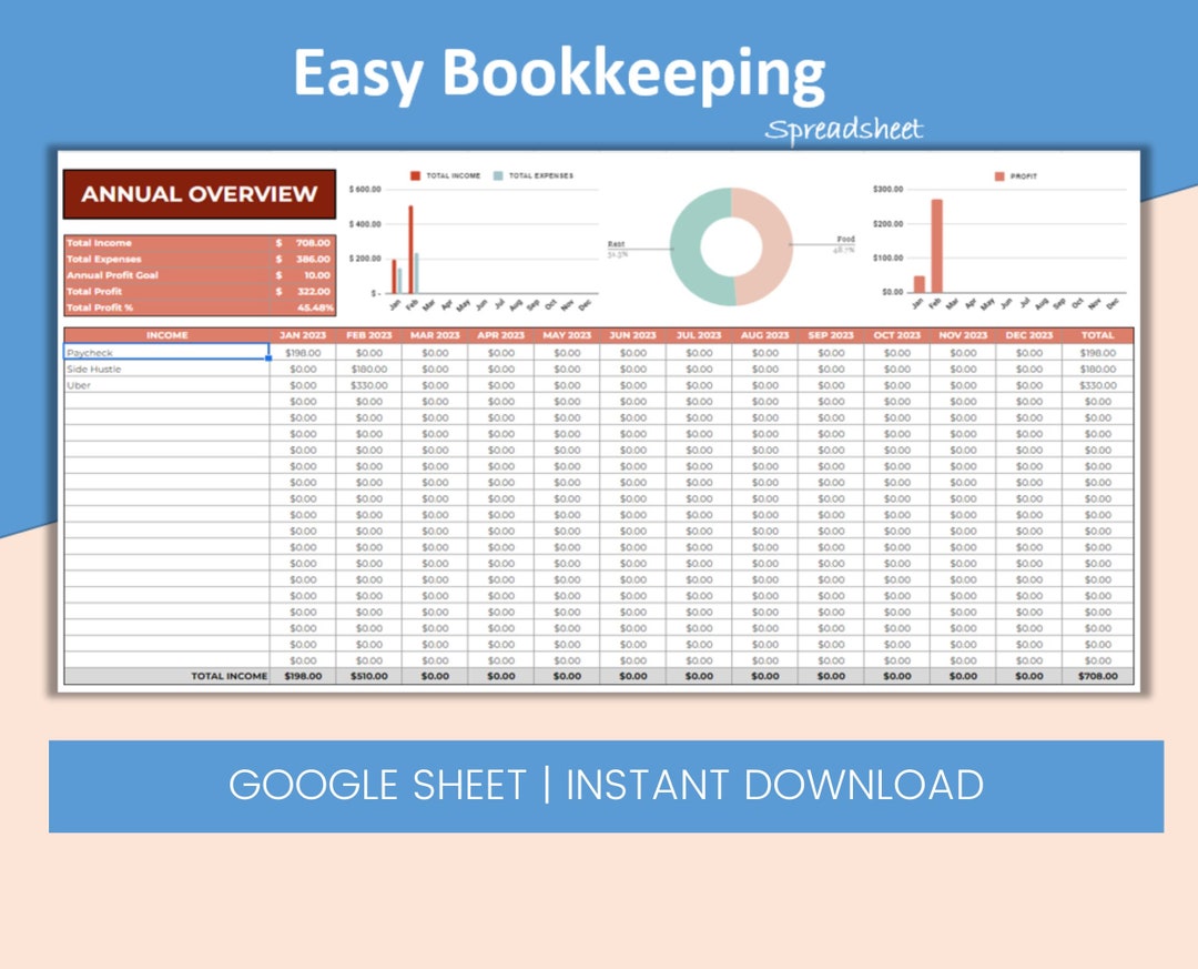 Easy Bookkeeping Template | Small Business Bookkeeping Spreadsheet ...
