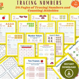 Number Tracing - Preschool Printable Counting 1-10 | Toddler Math ...