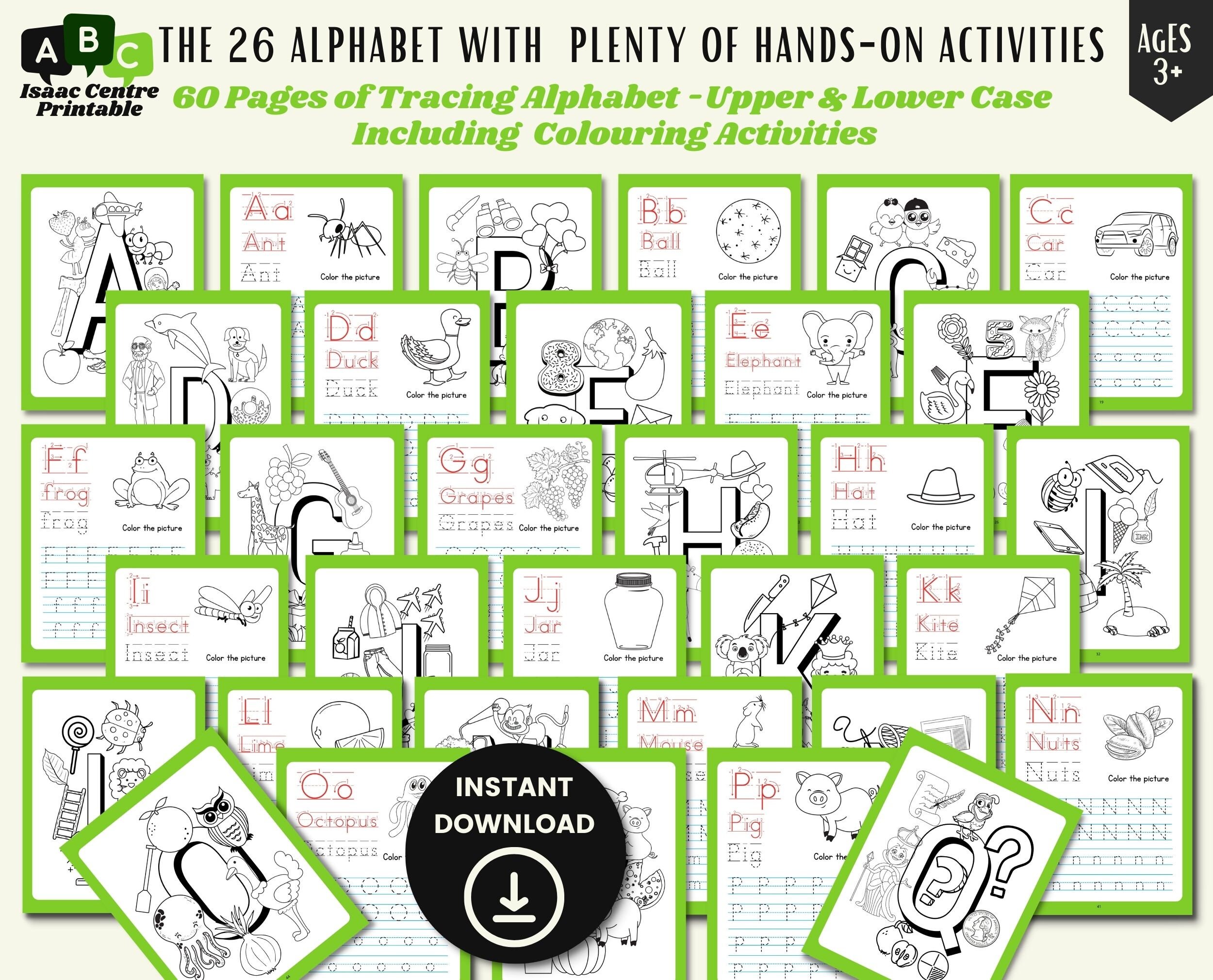 Tracing Upper & Lower Case Letters Preschool Alphabet Worksheet Learn ...