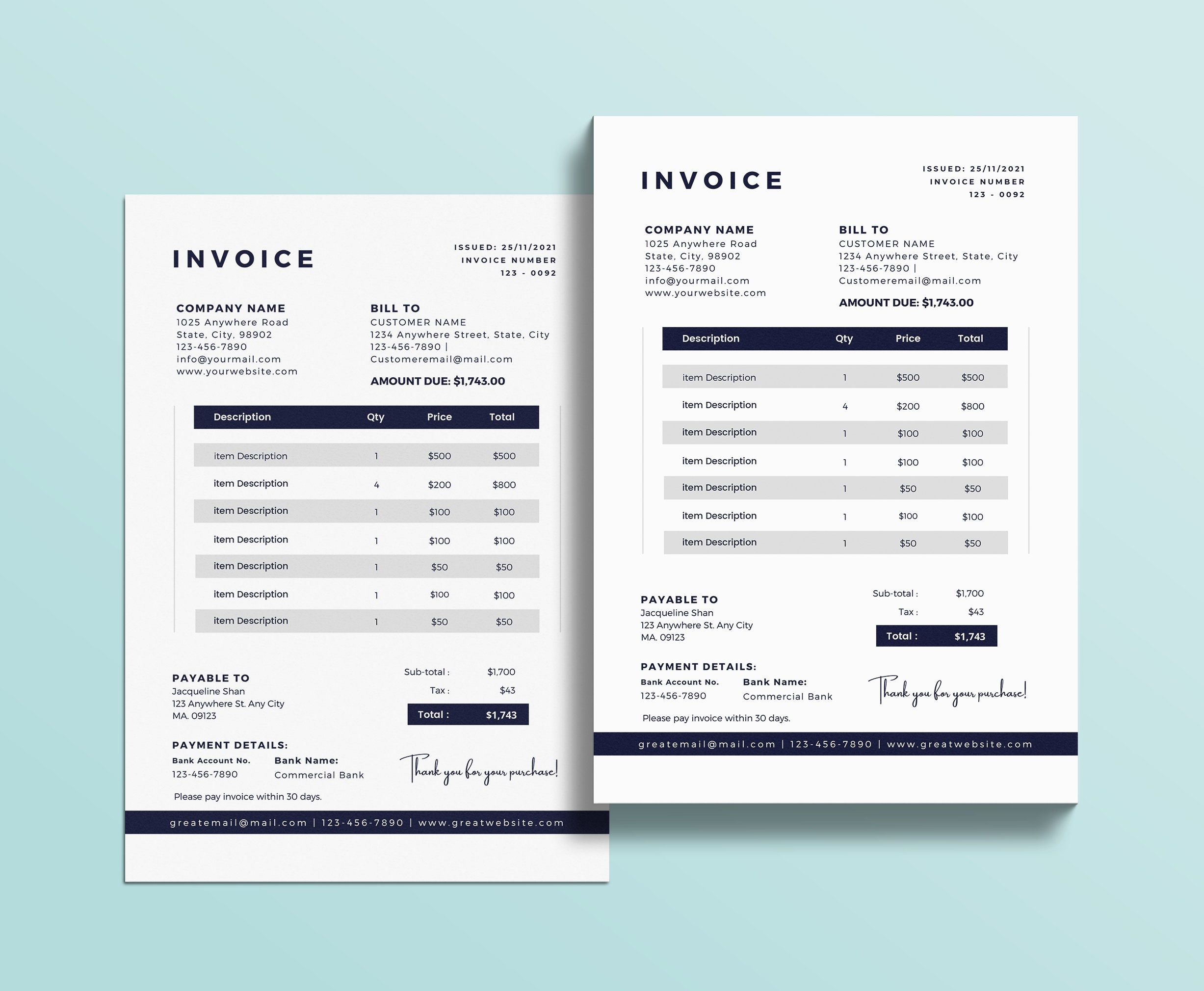 Invoice Template, Canva Invoice Template Download, Business Invoice ...