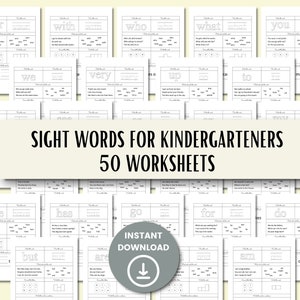 50 Printable Sight Words | Kindergarten Worksheets | Practice Spelling ...