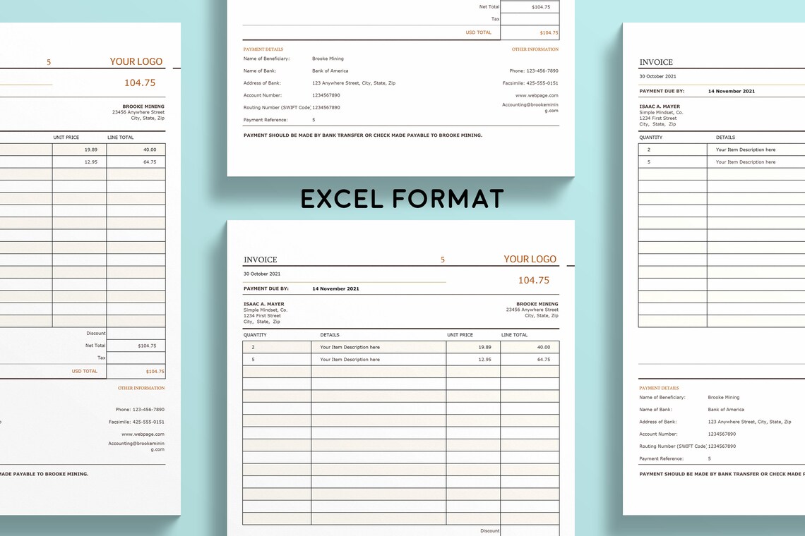 Invoice Template, Invoice Template Excel, Automatic Calculation Invoice ...