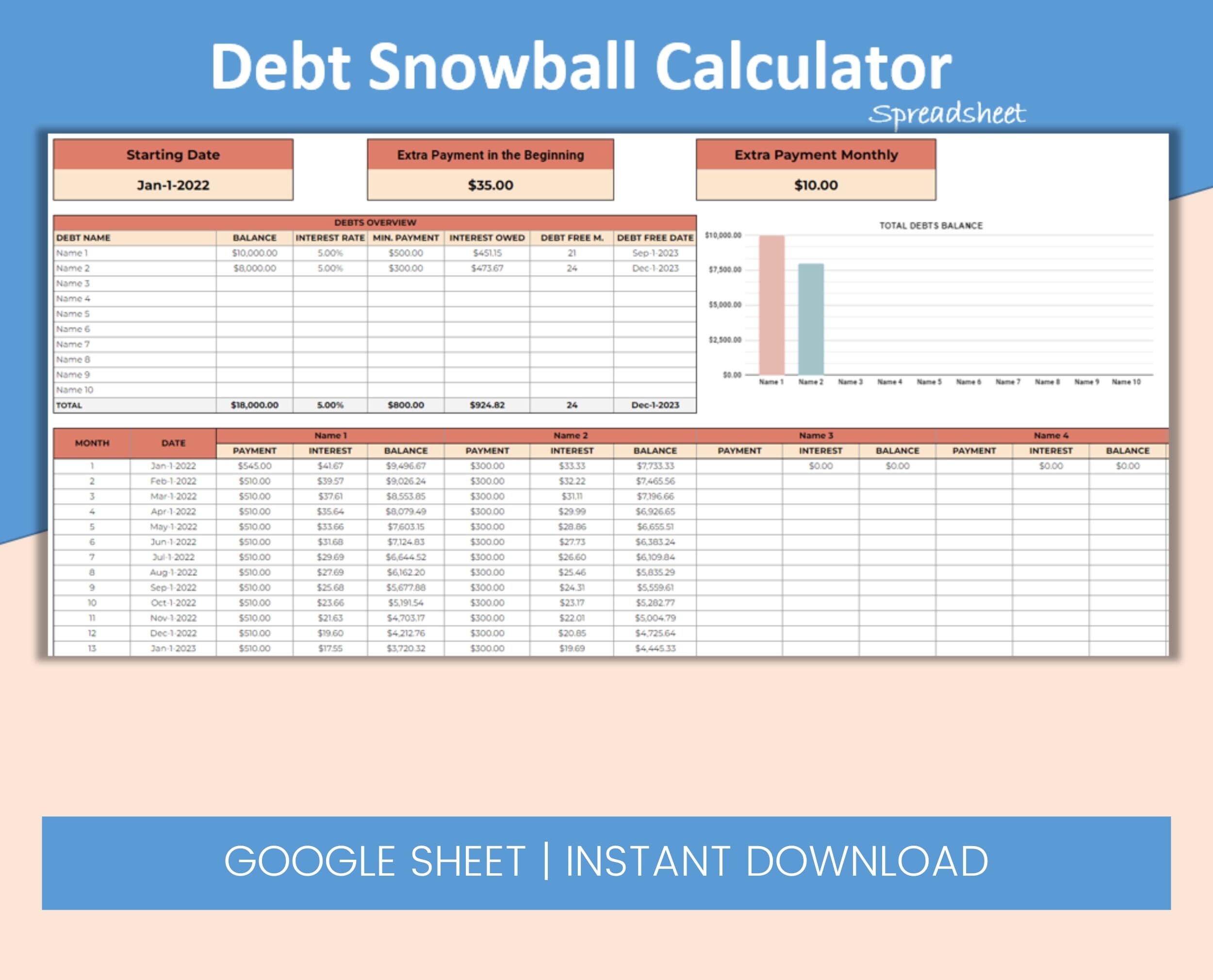 Debt Snowball Excel Spreadsheet Google Sheets Debt Payoff Tracker Excel ...