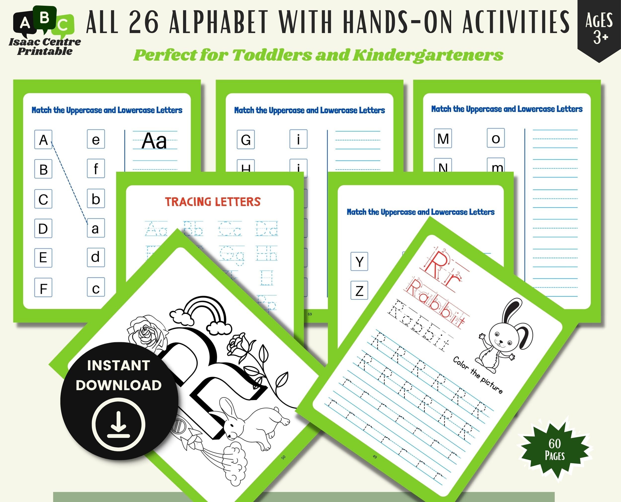 Tracing Upper & Lower Case Letters Preschool Alphabet Worksheet Learn ...