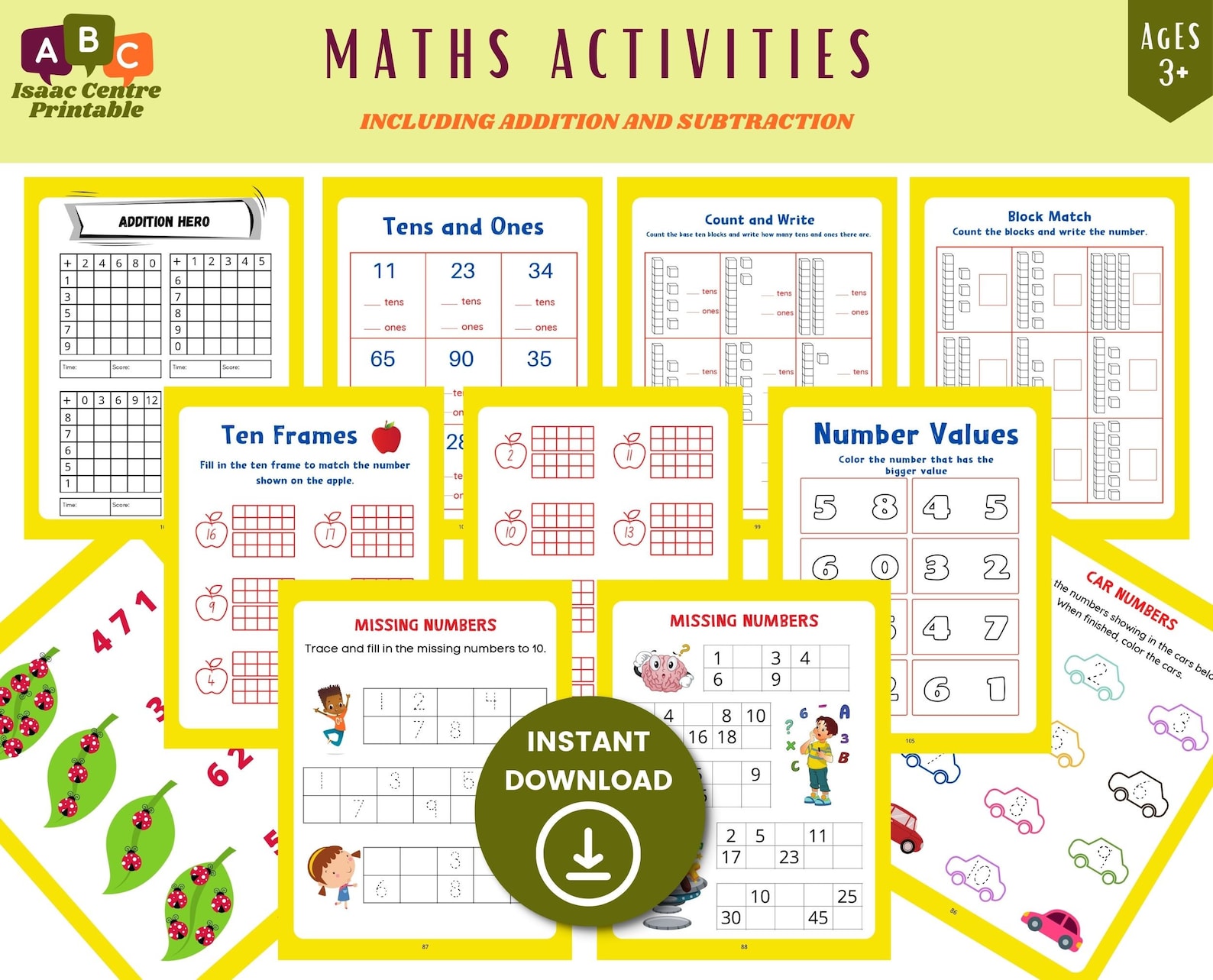 Number Tracing Preschool Printable Counting 1-10 Toddler Math Worksheet ...