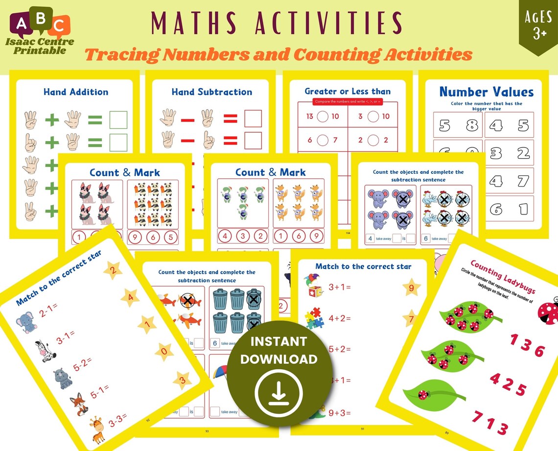 Number Tracing Preschool Printable Counting 1-10 Toddler Math Worksheet ...