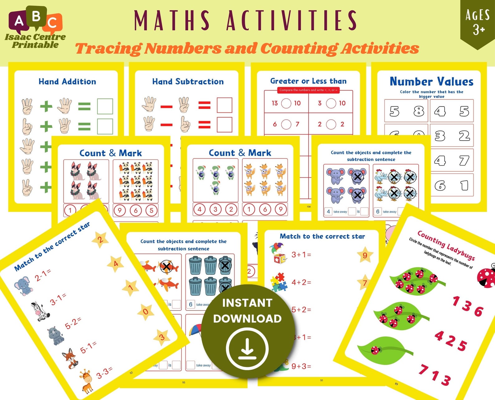 Number Tracing Preschool Printable Counting 1-10 Toddler Math Worksheet ...