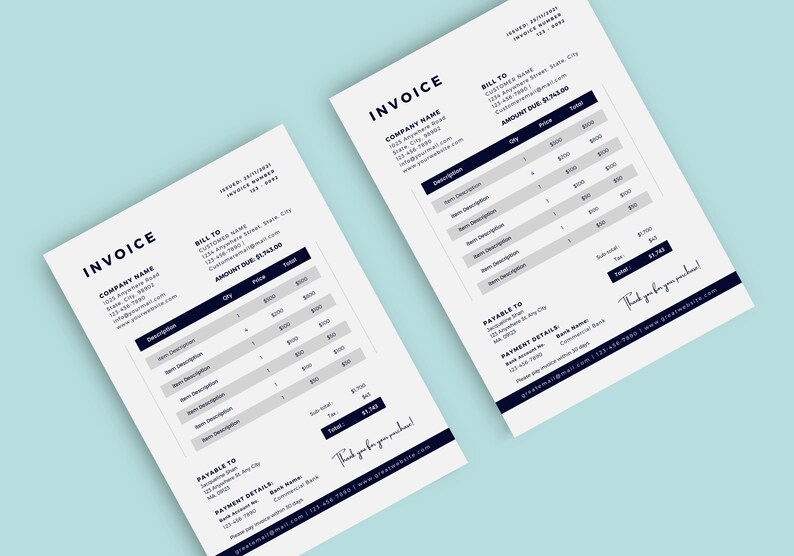 Invoice Template, Canva Invoice Template Download, Business Invoice ...