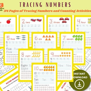 Number Tracing - Preschool Printable Counting 1-10 | Toddler Math ...