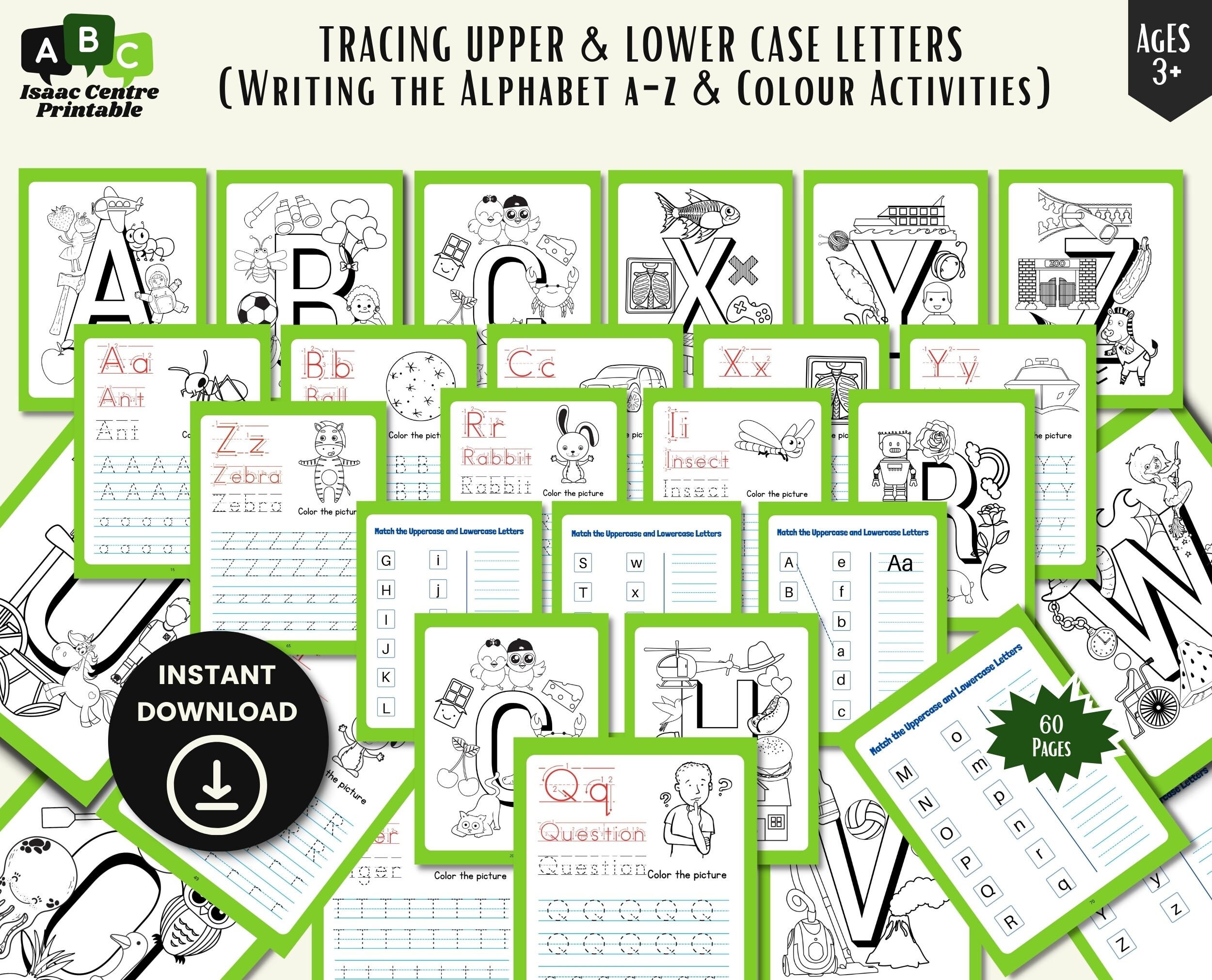 Tracing Upper & Lower Case Letters Preschool Alphabet Worksheet Learn ...