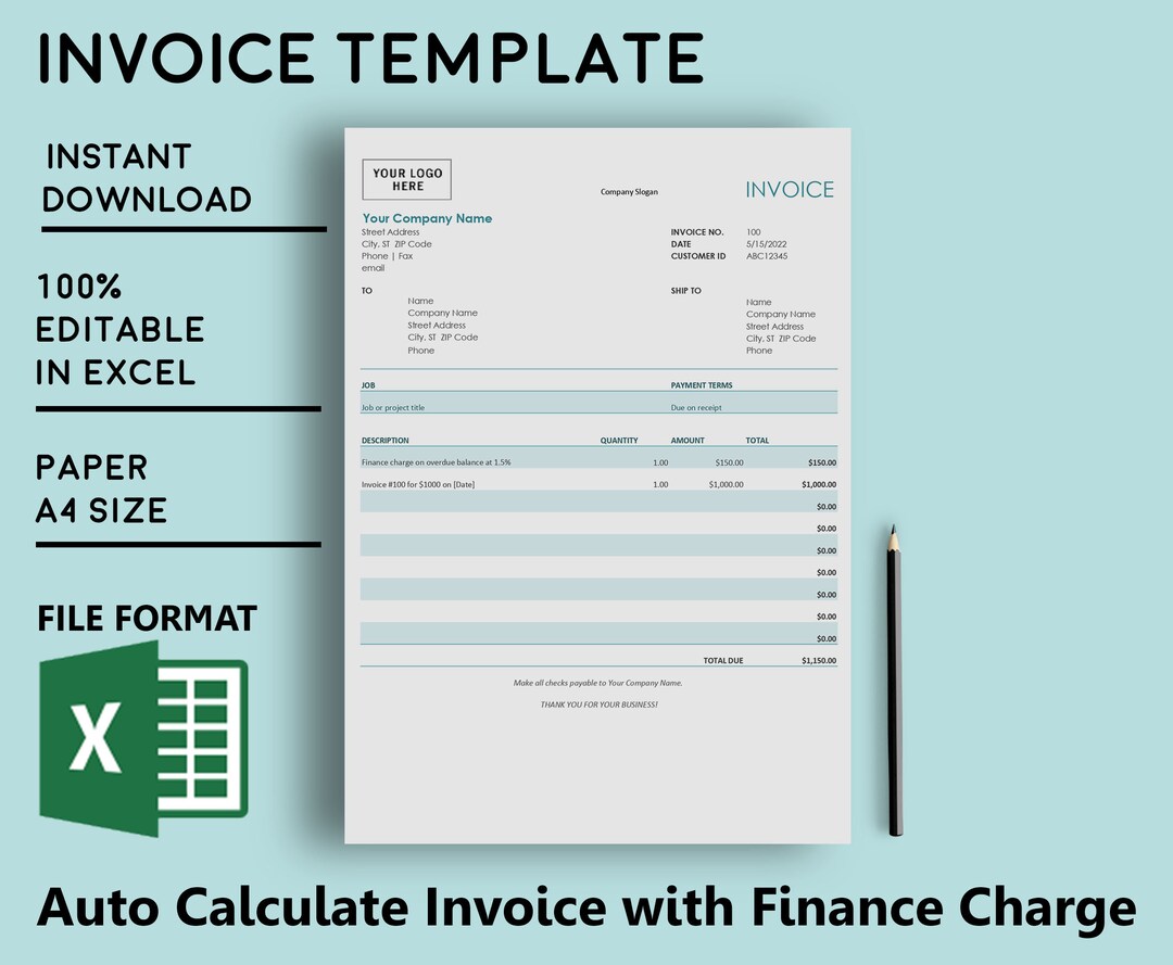 Invoice Template Excel Invoice Template Spreadsheet Invoice - Etsy