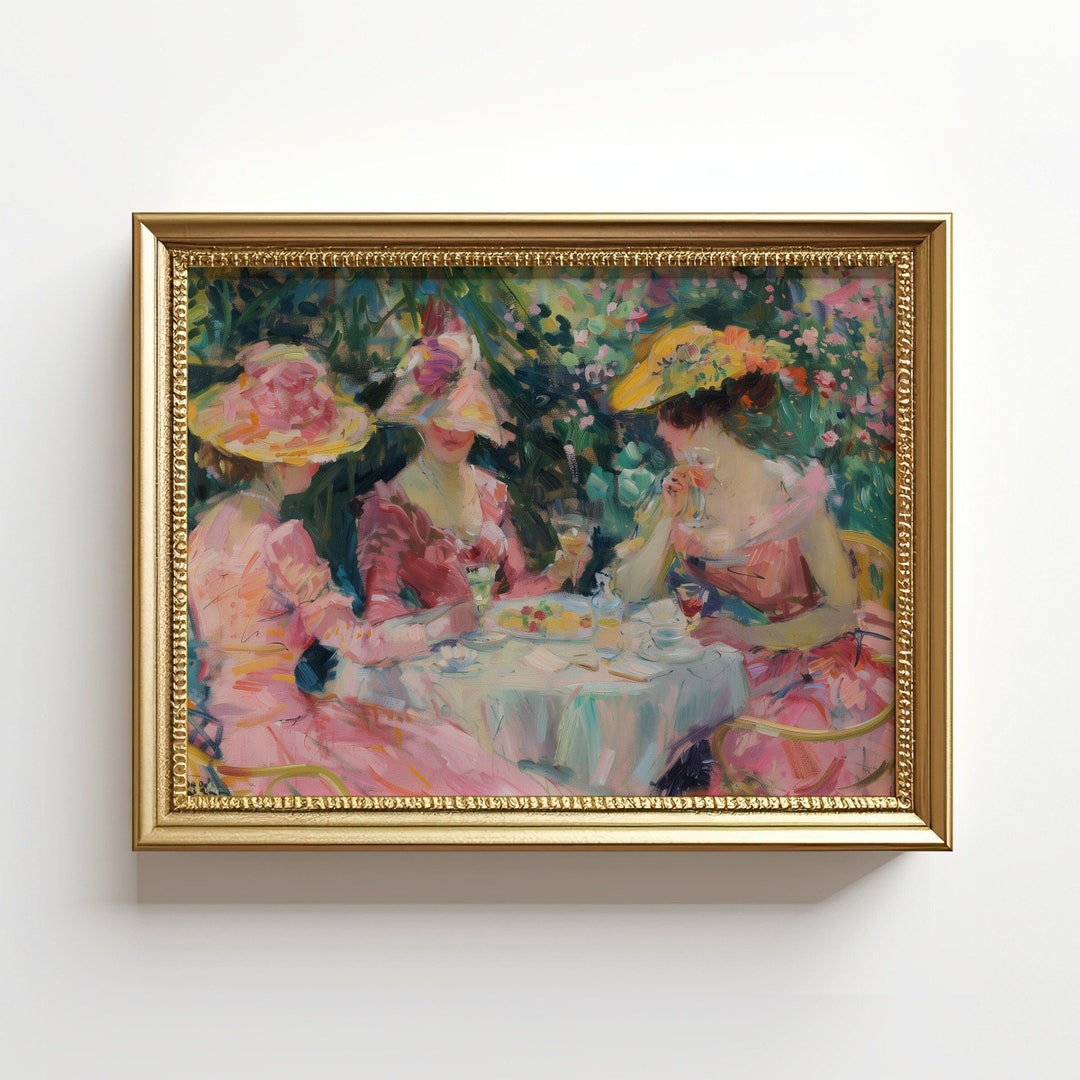 Coquette Garden Party | Vintage Oil Painting | Coquette Room Decor ...