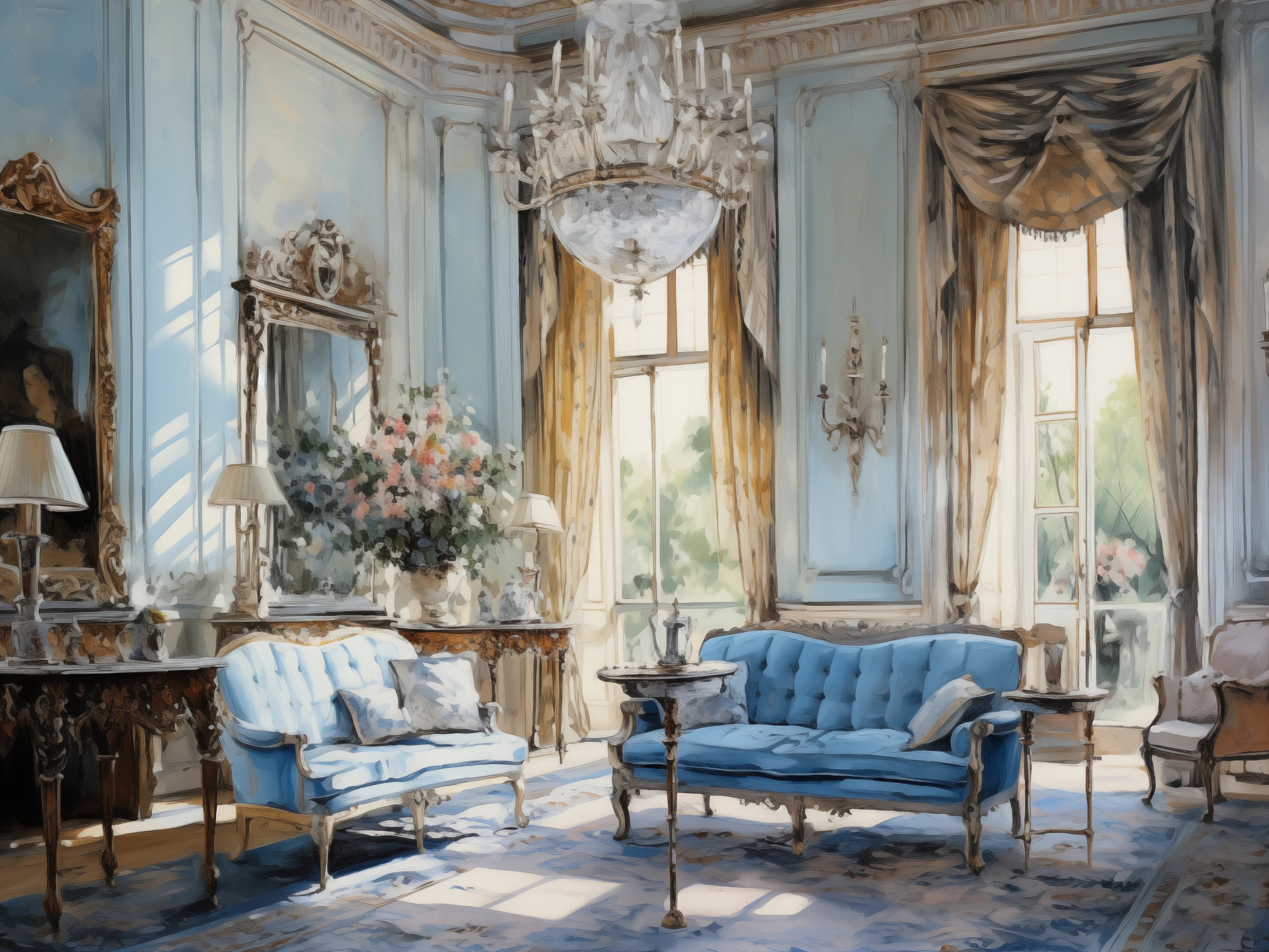 Regency Era Drawing Room Coquette Room Decor Coquette Wall Art Regency ...