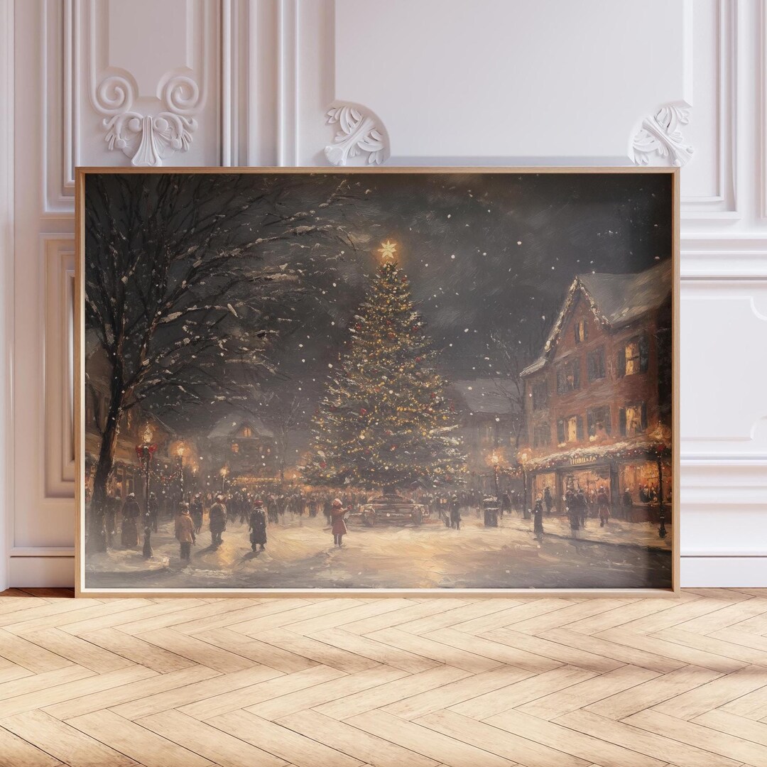 Vintage Christmas Village Art Print: Antique Winter Landscape (digital ...