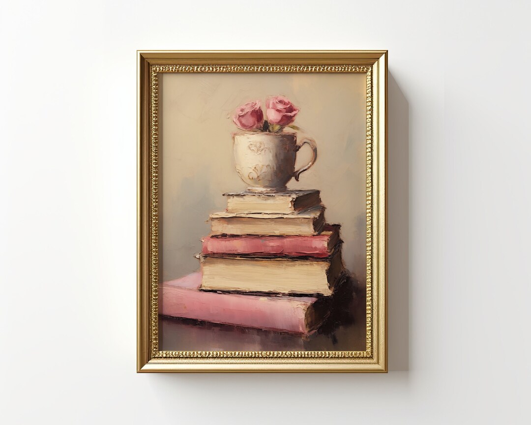 Teacup & Books Print: Girly Coquette Room Decor (digital Download) - Etsy
