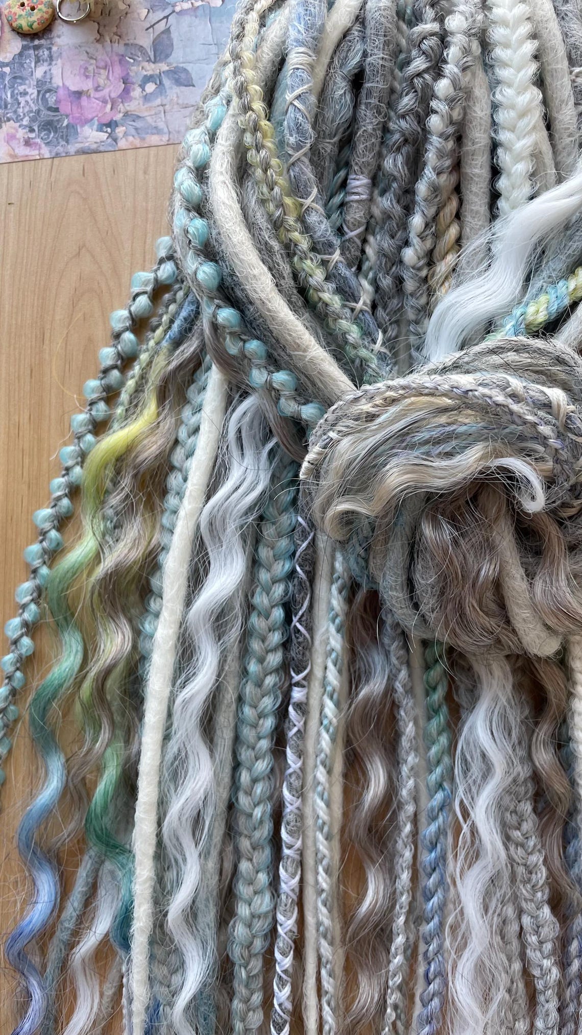 Silver Grey Synthetic Dreads: Ivory Blonde Braids, Viking Witchy Style ...