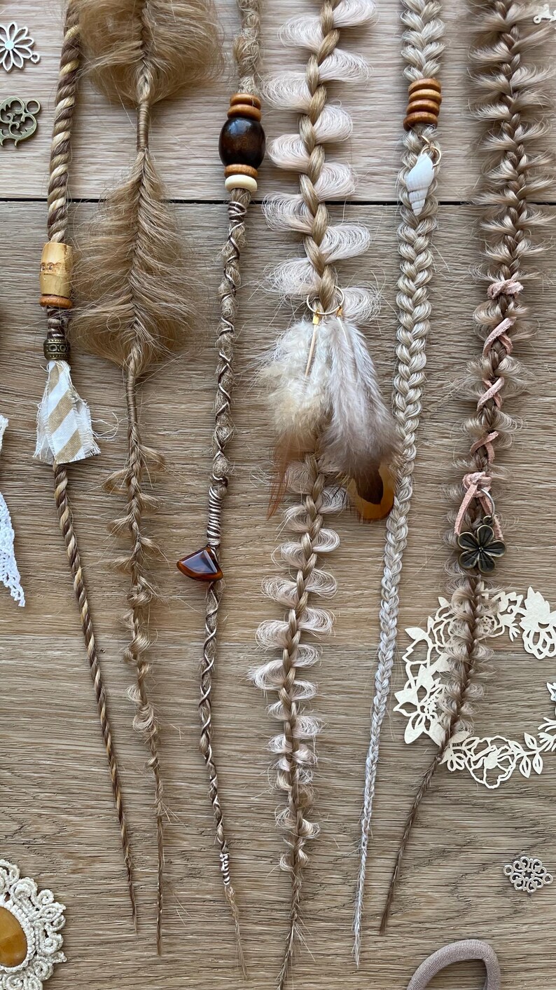 Braids Locks Ponytail: Handmade Boho Hair Extension With Beads - Etsy