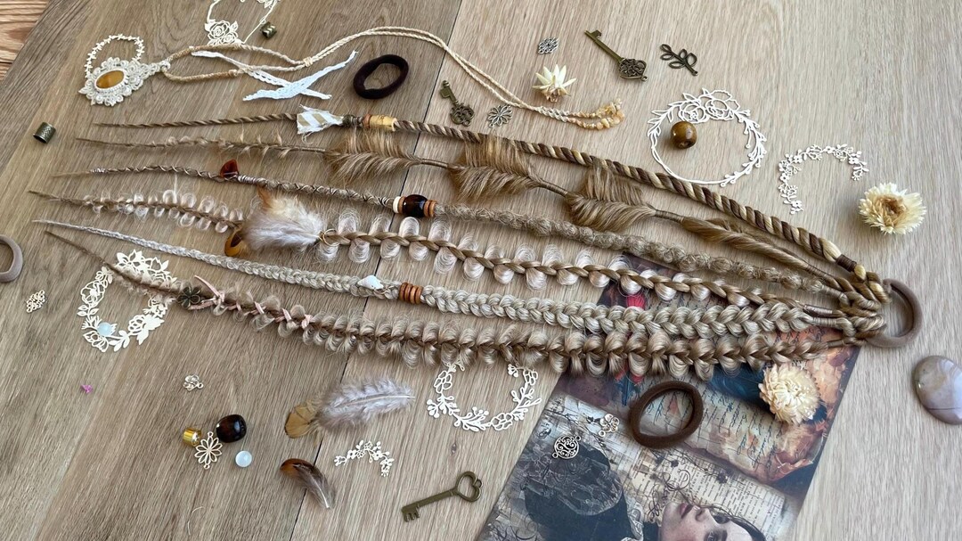 Braids Locks Ponytail: Handmade Boho Hair Extension With Beads - Etsy