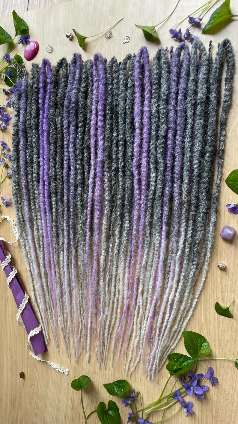 Salt & Pepper Kanekalon Dreads With Lavender Accents – Lightweight SE ...