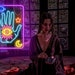 Psychic Tarot Moon Stars Neon Sign, Fortune Teller Sign, Psychic Reader ...