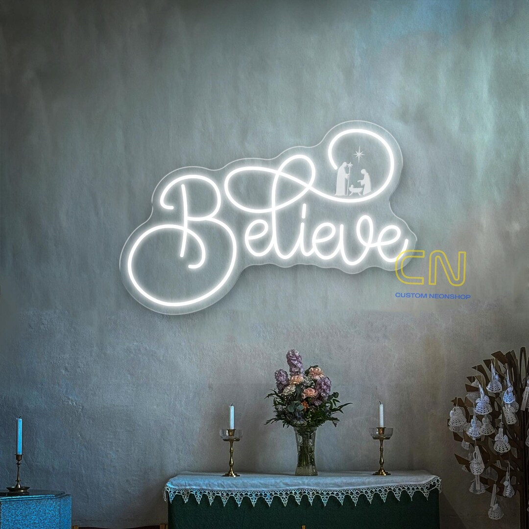 Believe Neon Sign Custom Christmas Holiday LED Neon Light Christmas ...