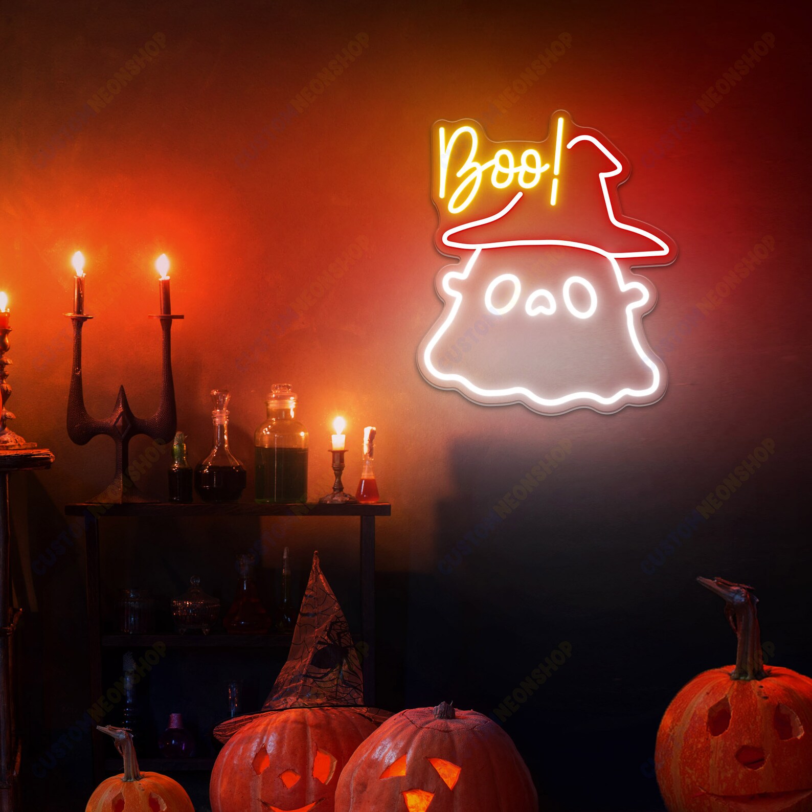 Boo Ghost Neon Sign, Ghost Neon Light, Halloween Neon Sign Happy ...