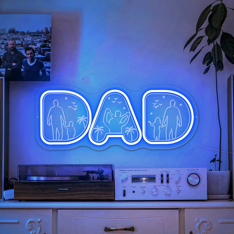 Dad Neon Sign Custom Neon Sign Father Day's Gift 3D Carving Neon Sign ...