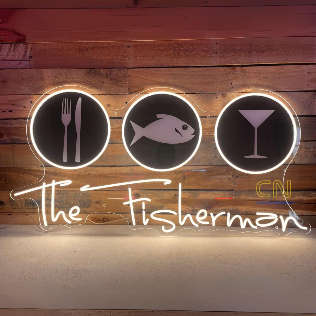 The Fisherman Sign,fish Neon Sign, Fish Led Light,fishing Wall Art,man ...